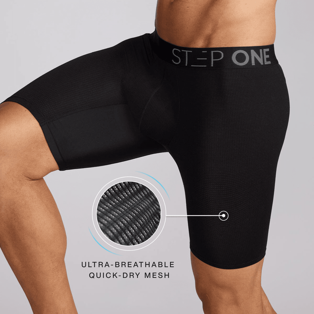 Cloud Mesh Boxer Brief Sport - Black | Step One Bamboo Underwear